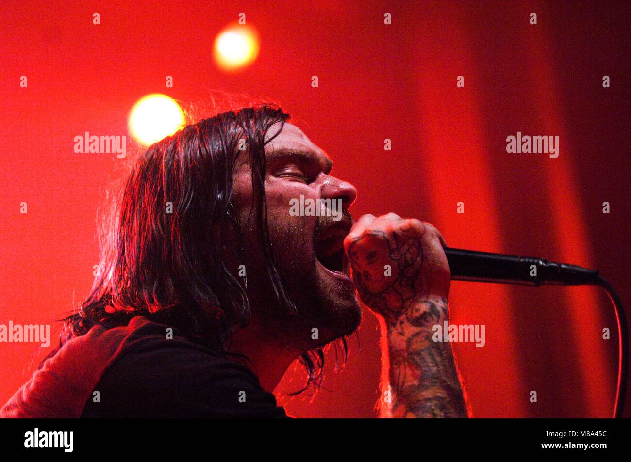 Singer Bert McCracken of the alternative rock band The Used performs at ...
