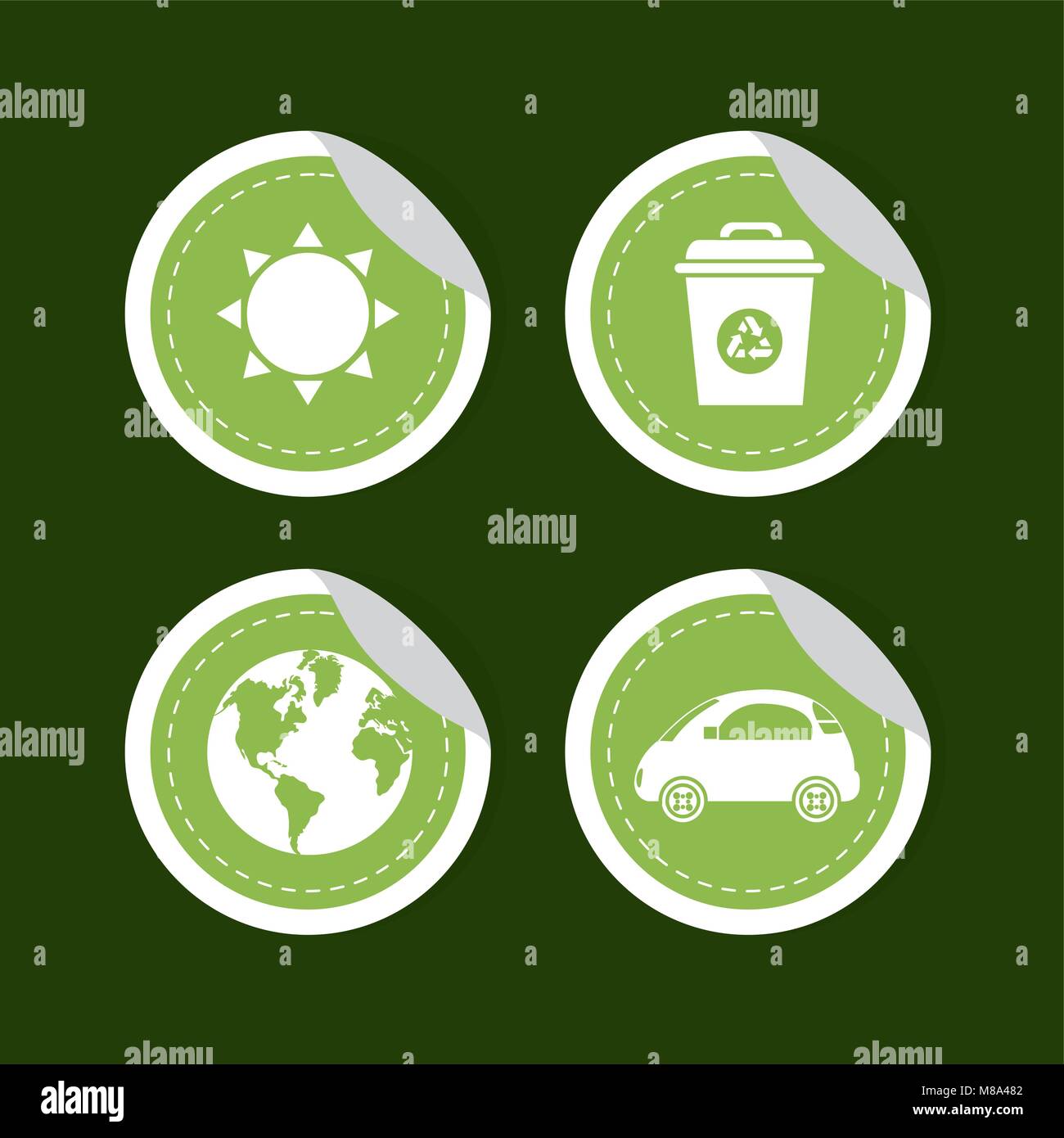 Green energy round stickers collection Stock Vector Image & Art - Alamy