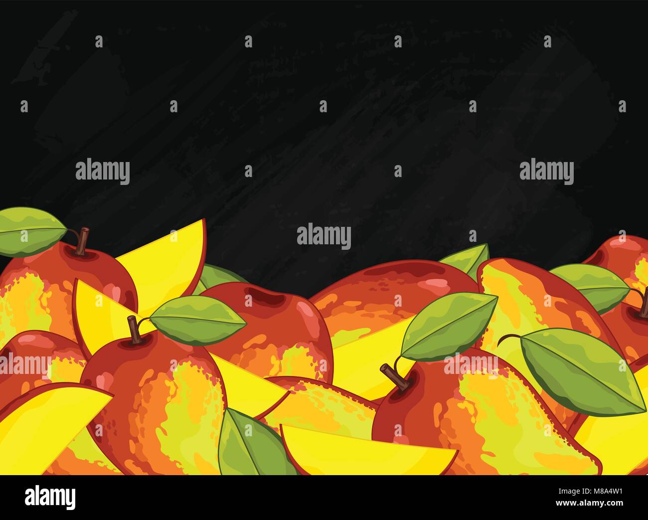 Mango fruit composition on chalkboard, vector Stock Vector Image & Art ...