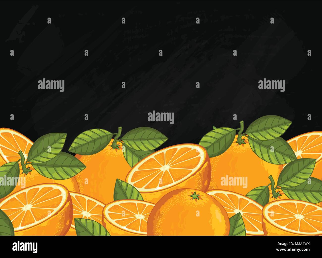 Orange fruit composition on chalkboard, vector Stock Vector Image & Art ...