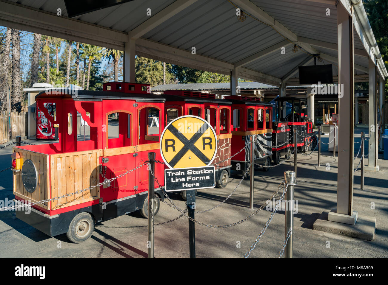 Red zoo train hi-res stock photography and images - Alamy