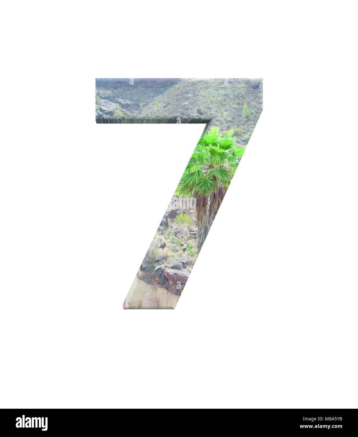 3D rendering Font Gran Canaria number 7 Stock Photo - Alamy