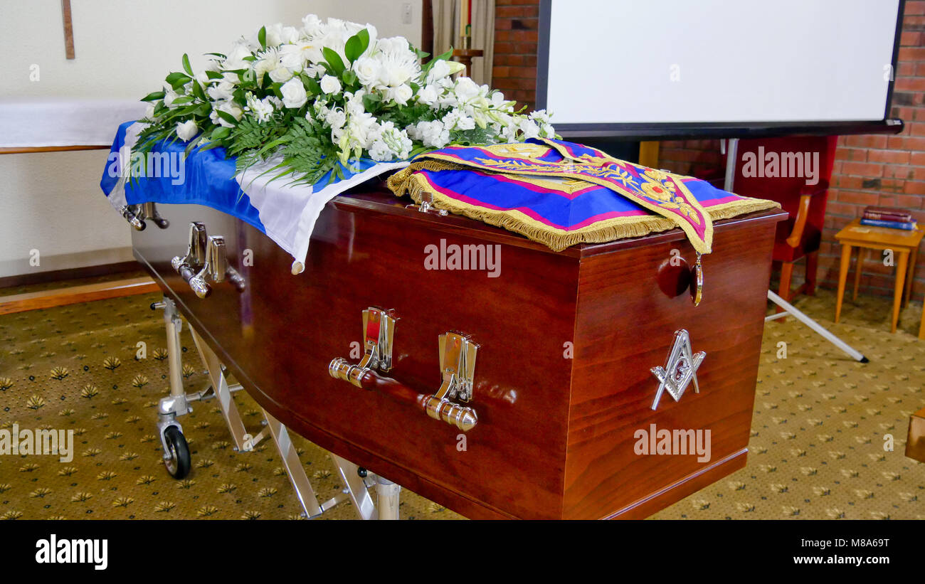shot of religious chapel or funeral home for funeral service Stock ...