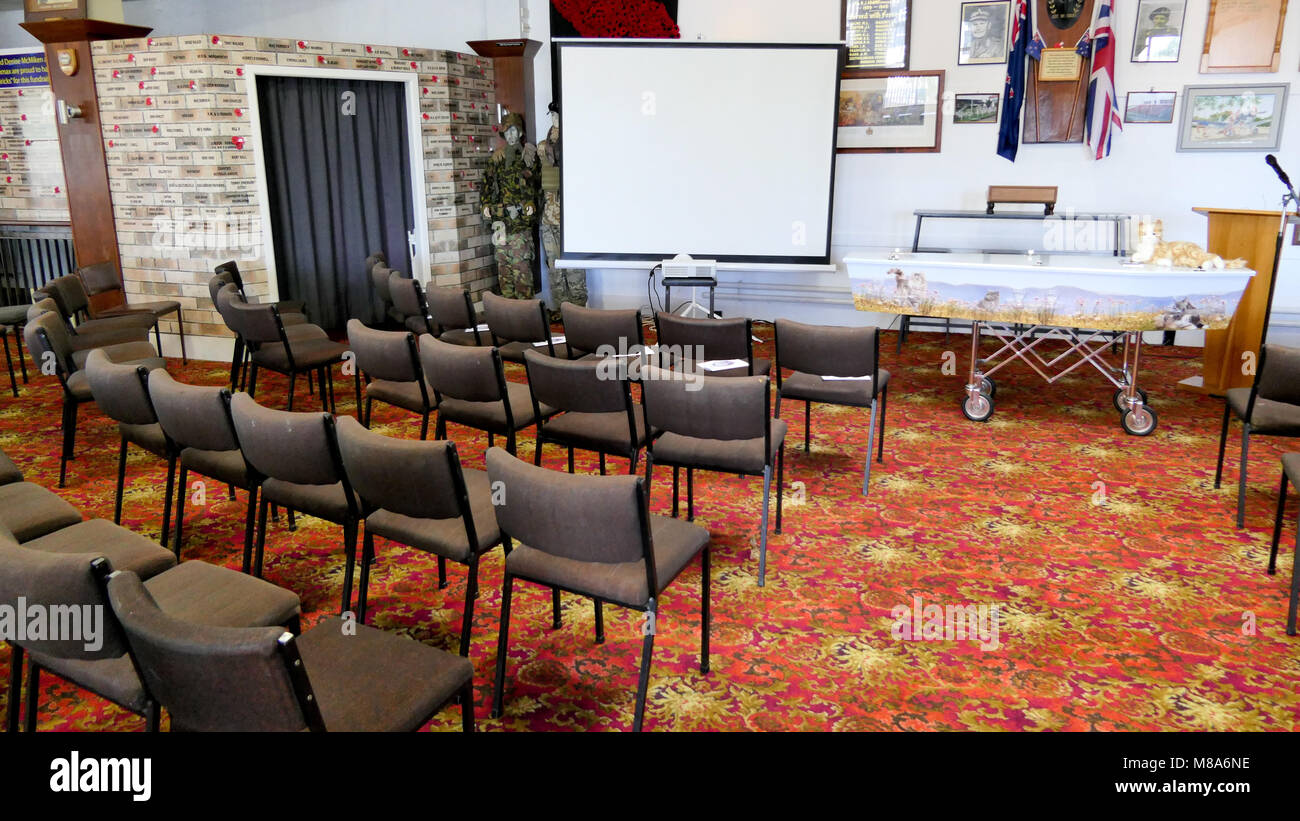 shot of religious chapel or funeral home for funeral service Stock ...