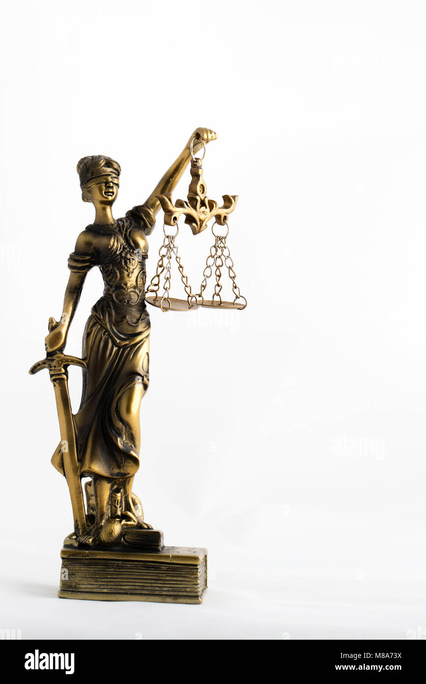 Statue of Themis on a white background. Closeup Stock Photo - Alamy