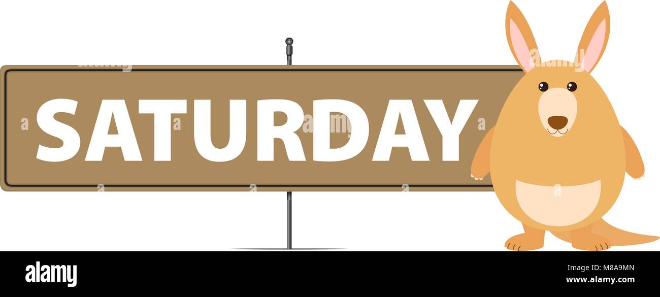 Sign template for Saturday with kangaroo illustration Stock Vector ...
