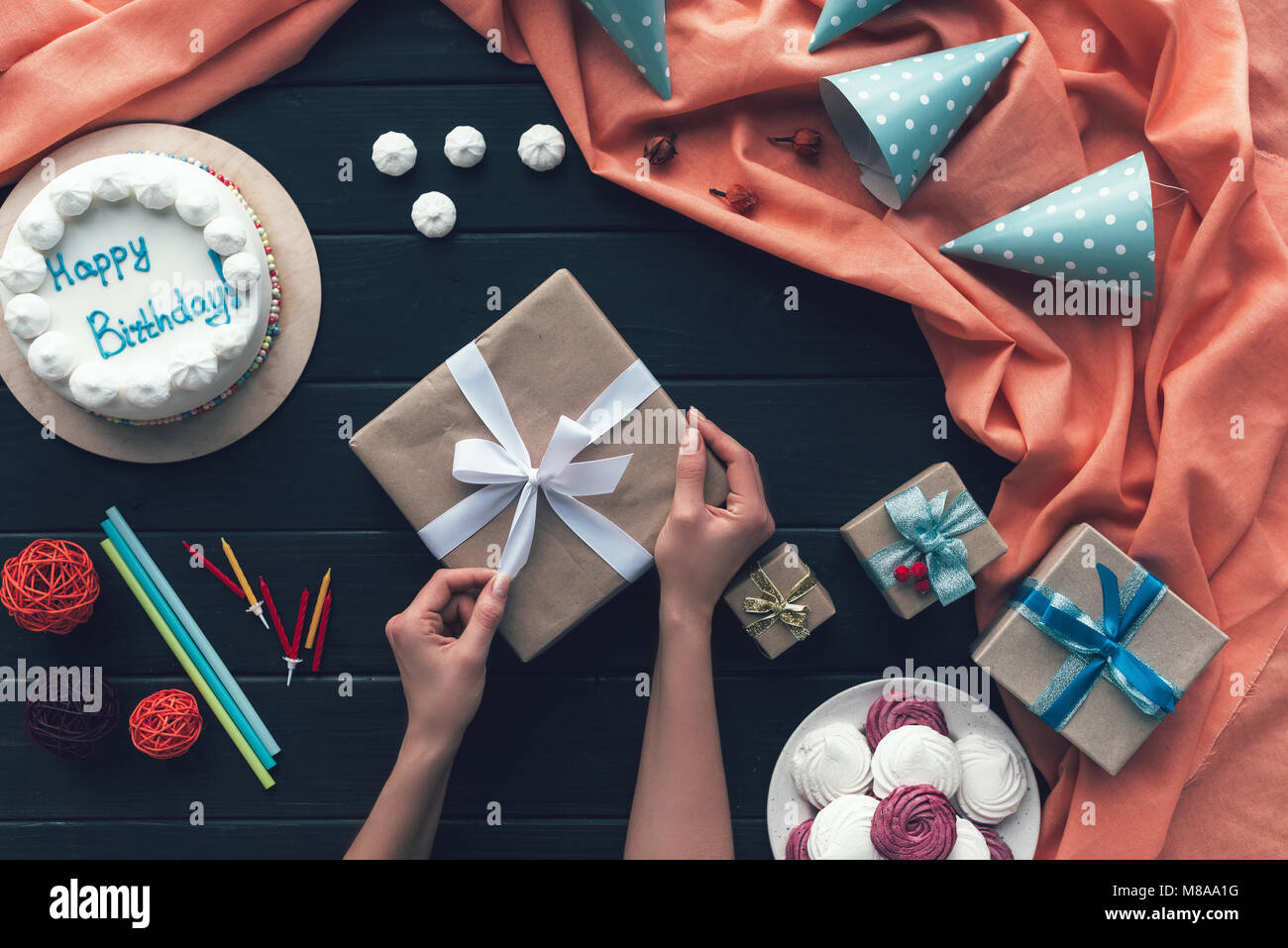 woman opening present box Stock Photo - Alamy