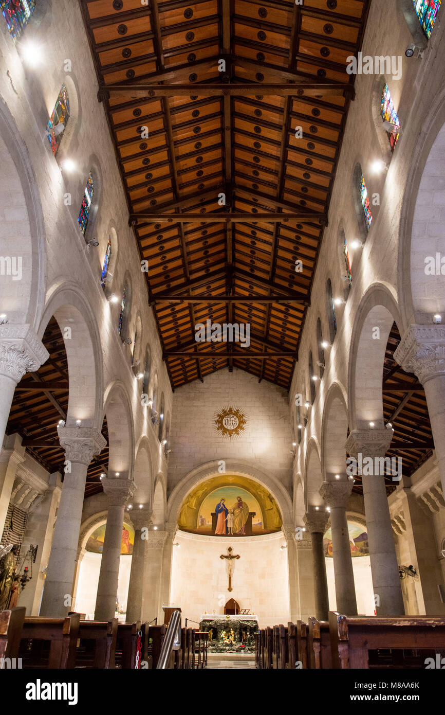 Israel, Nazareth, the altar at the upper level of the Church of St ...