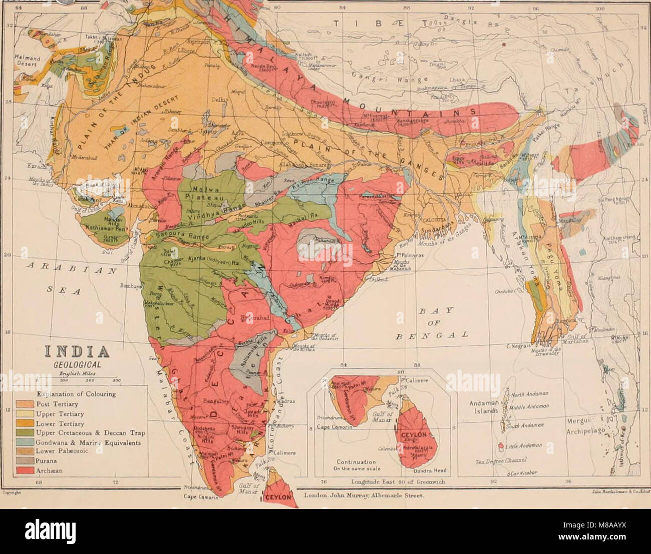The 'Geological Map of India' (1911) provides a detailed representation ...