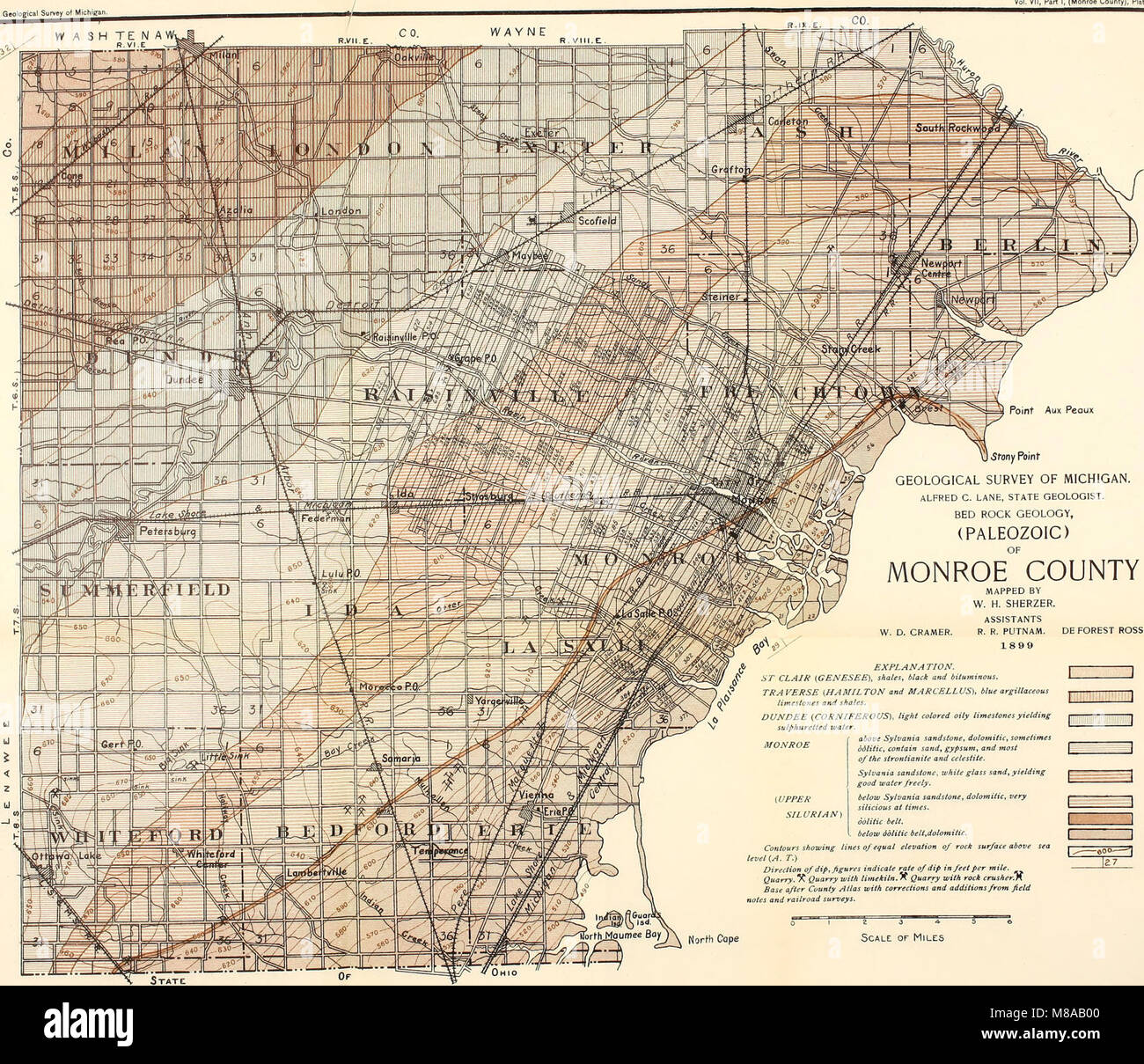 The 1900 geological report on Monroe County, Michigan provides a ...