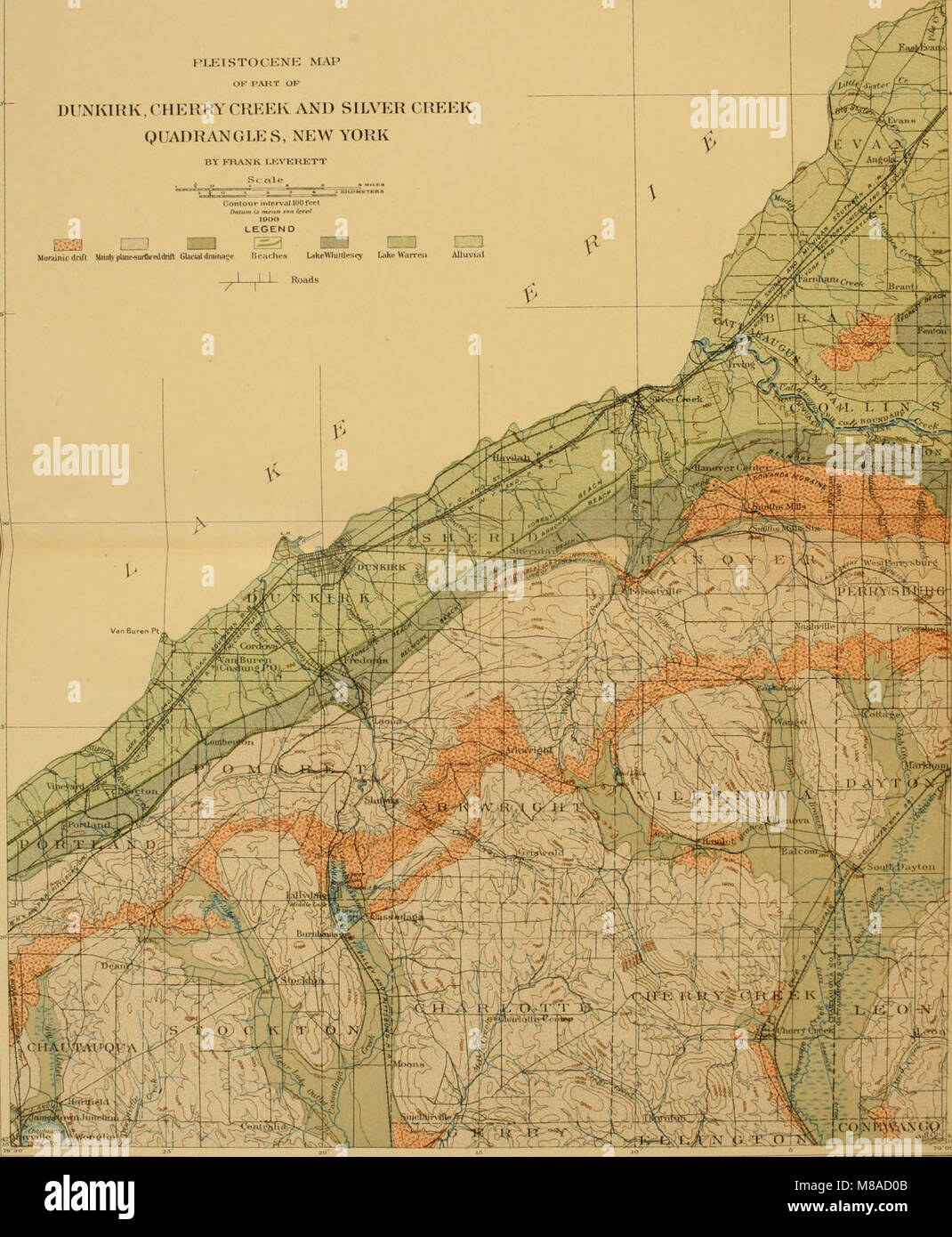 This 1902 study explores the glacial formations and drainage features ...