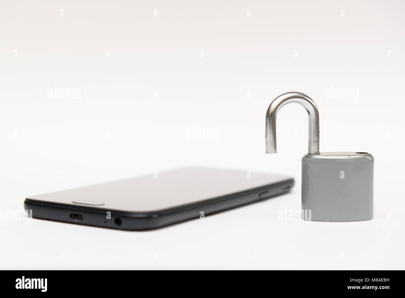 Data Protection Unlocked Smartphone Stock Photo - Alamy