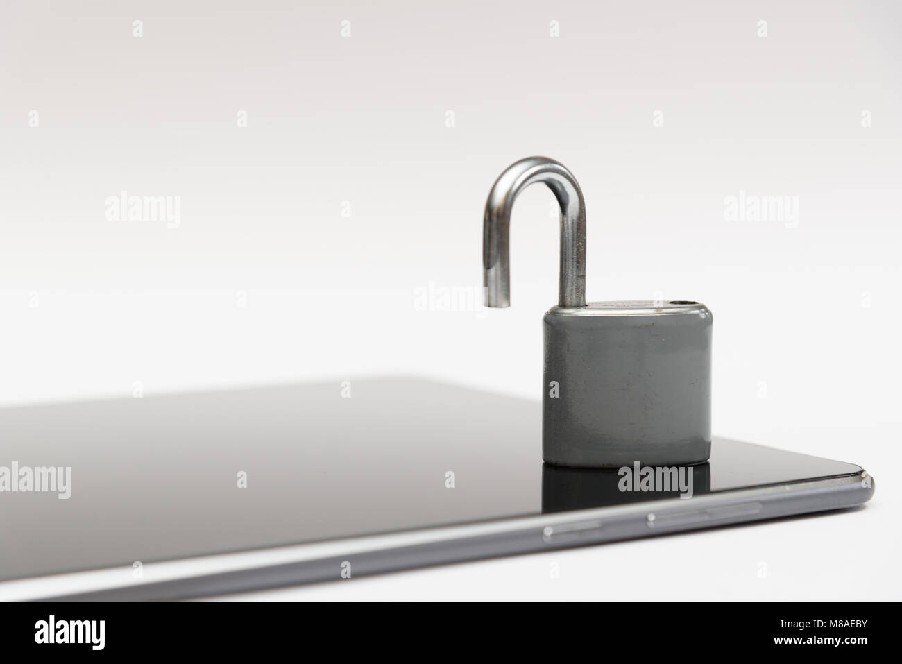 Data Protection Unlocked Tablet Stock Photo - Alamy