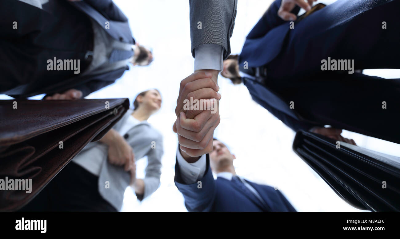 bottom view.business handshake Stock Photo - Alamy