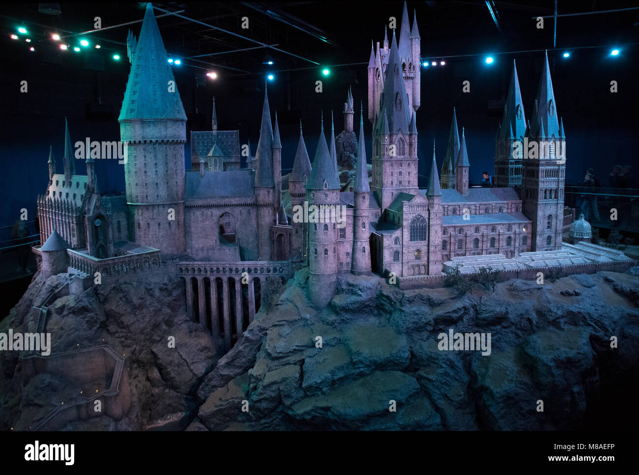 LEAVESDEN, UK - FEBRUARY 24TH 2018: Hogwarts castle model display at ...
