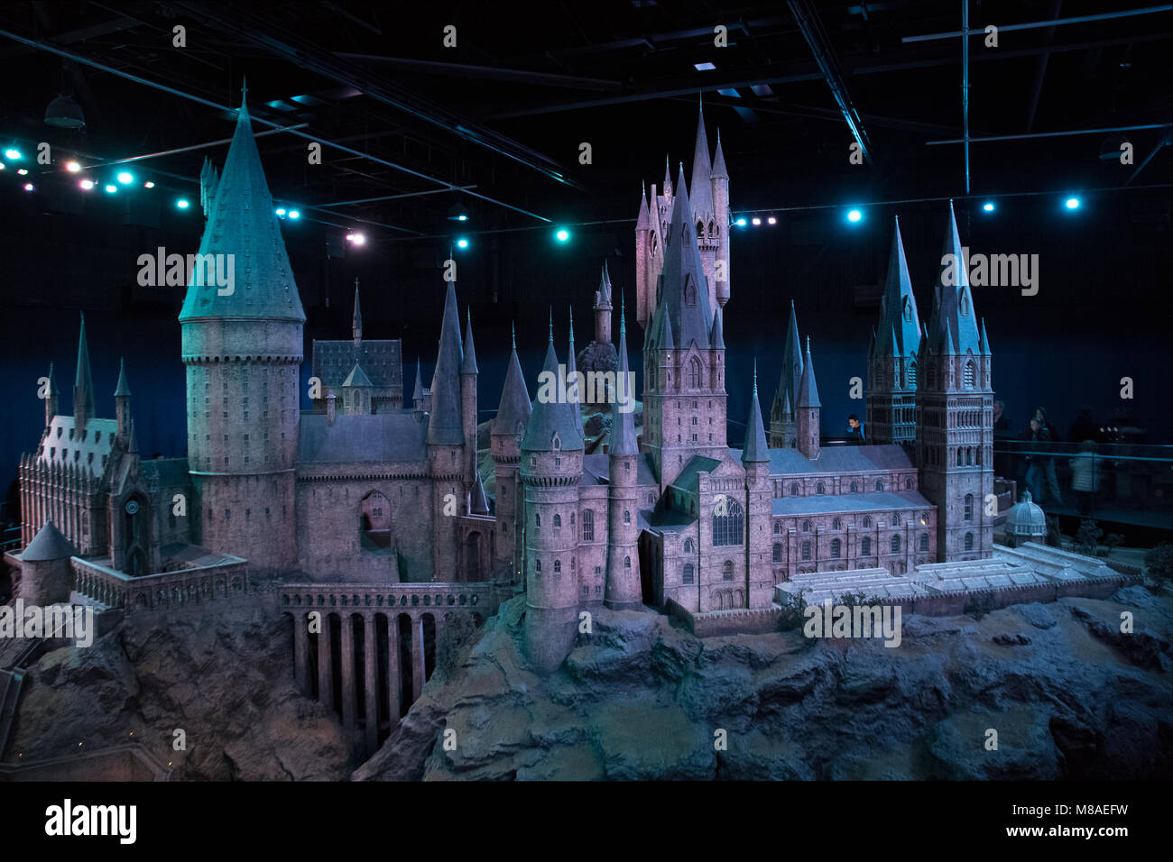 LEAVESDEN, UK - FEBRUARY 24TH 2018: Hogwarts castle model display at ...