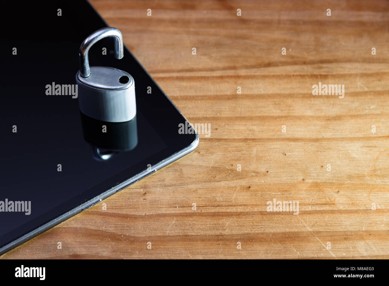 Data Protection Unlocked Tablet Stock Photo - Alamy