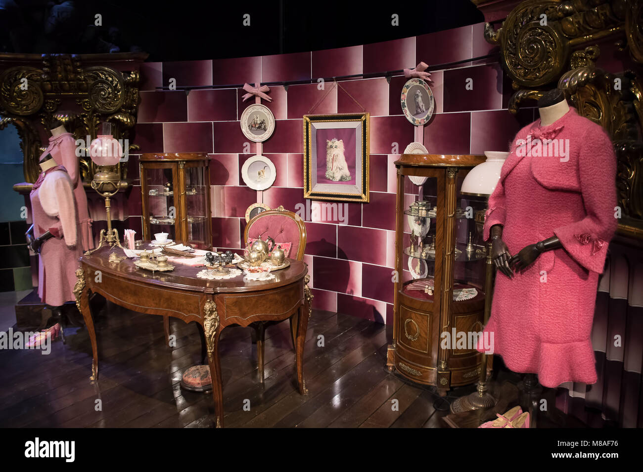 LEAVESDEN, UK - FEBRUARY 24TH 2018: Dolores Umbridge office display at ...