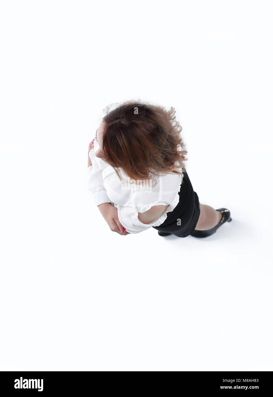 Top view of young girl with long wavy hair Stock Photo - Alamy