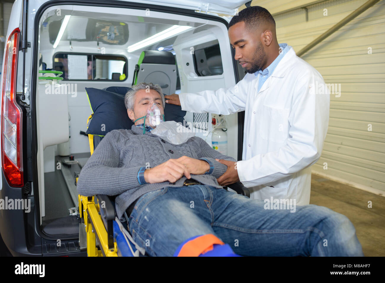 Ambulance Patients Wearing Oxygen Mask