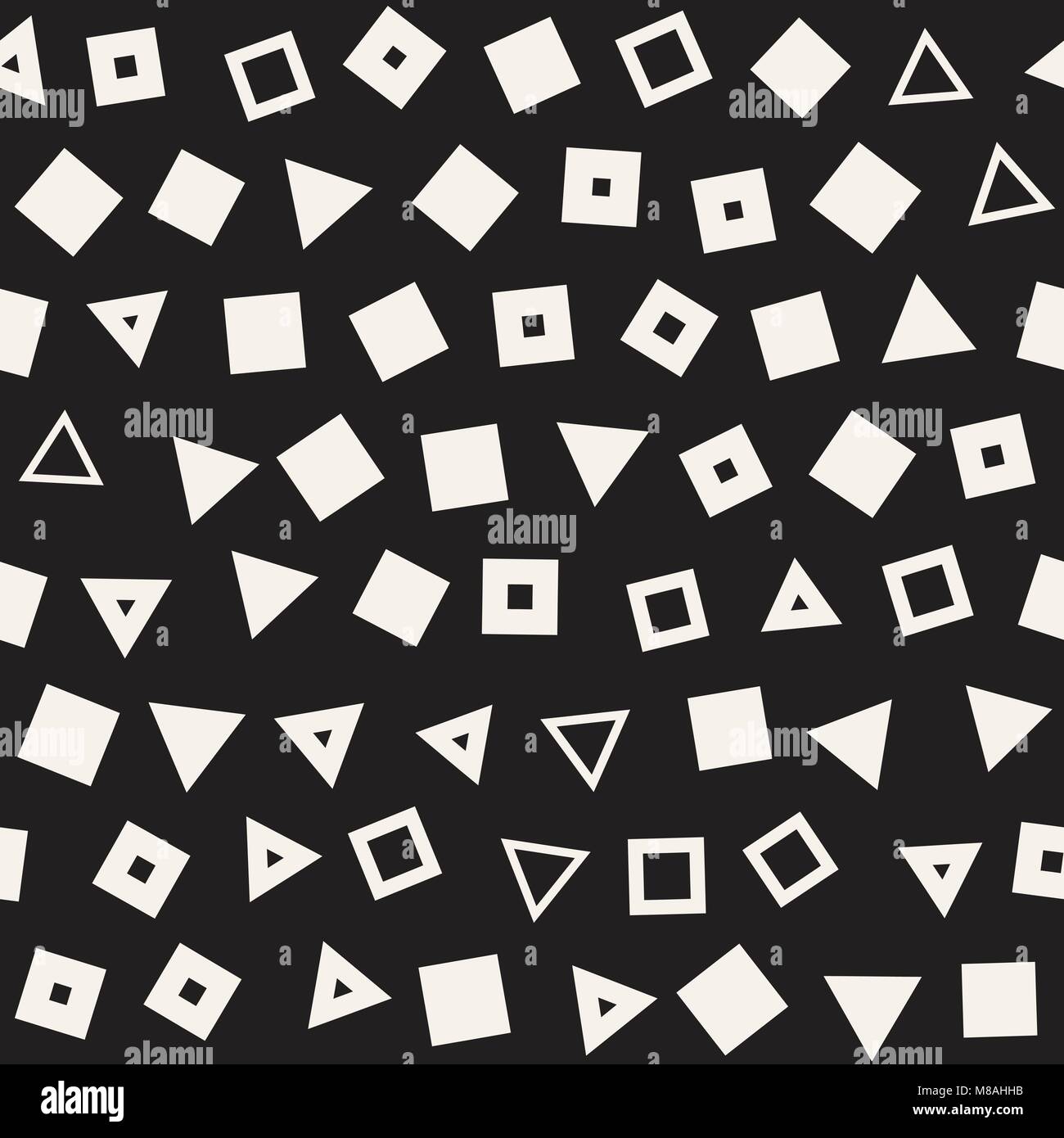 Seamless chaotic patterns. Randomly scattered geometric shapes ...