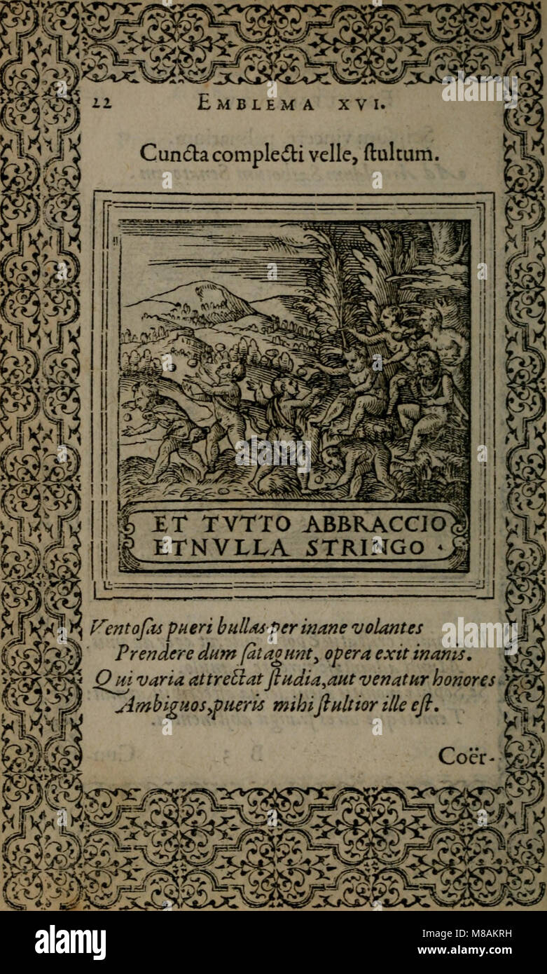 A 1565 work, Hadriani Iunii Medici Emblemata, featuring emblems and ...