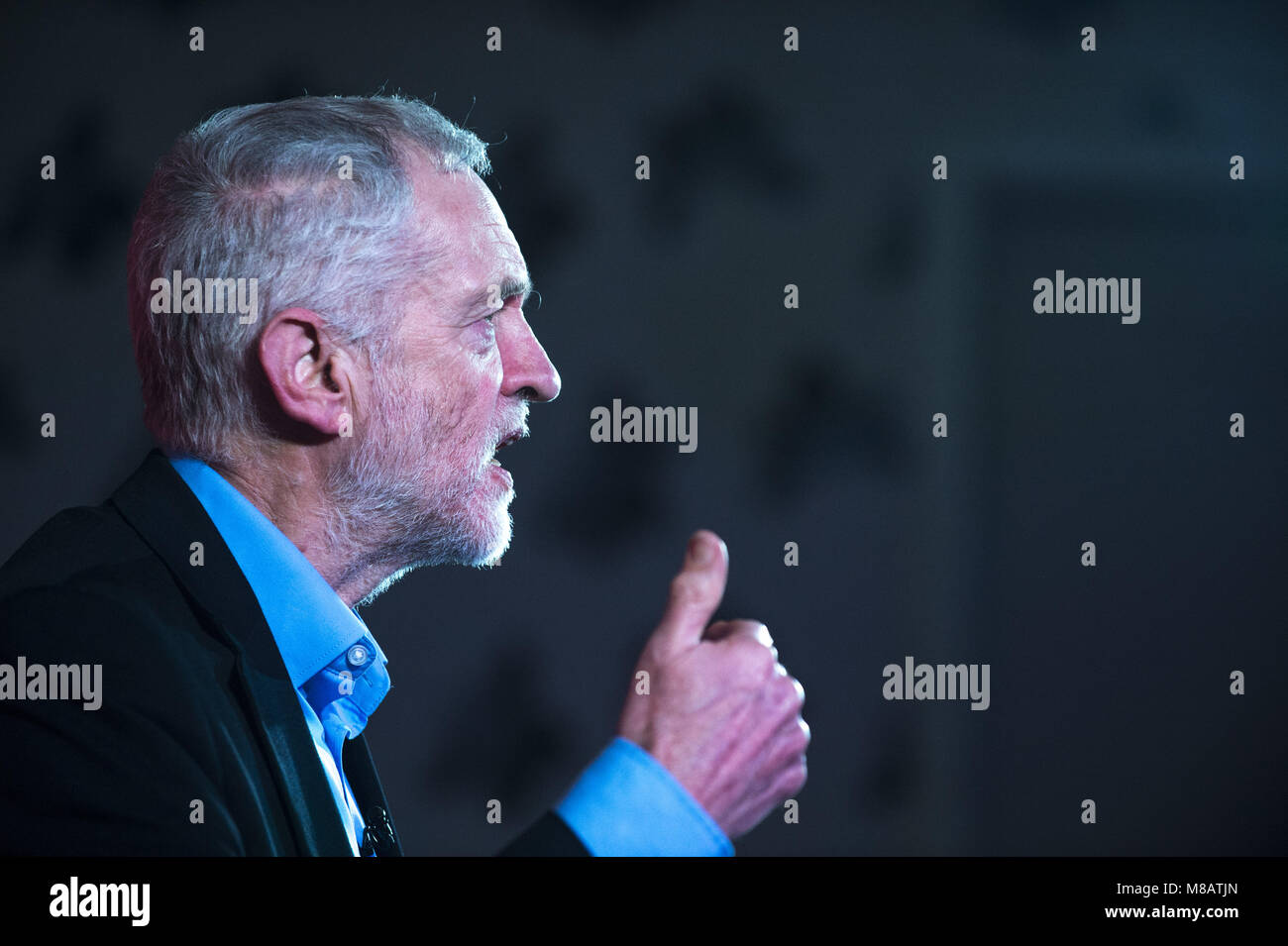 Labour leader Jeremy Corbyn and Richard Leonard speak at a campaign ...