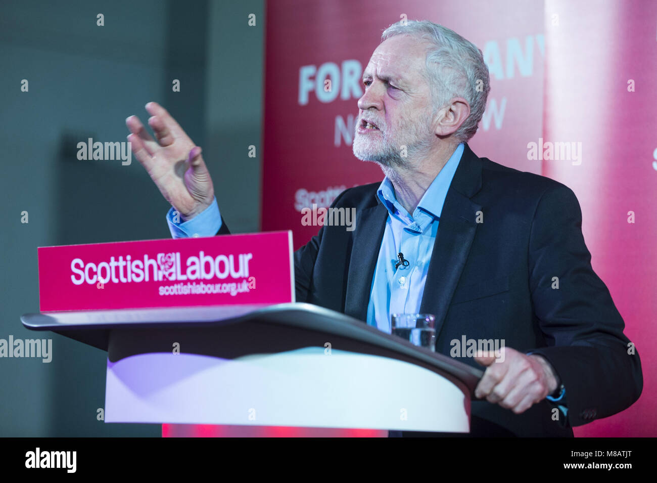 Labour leader Jeremy Corbyn and Richard Leonard speak at a campaign ...