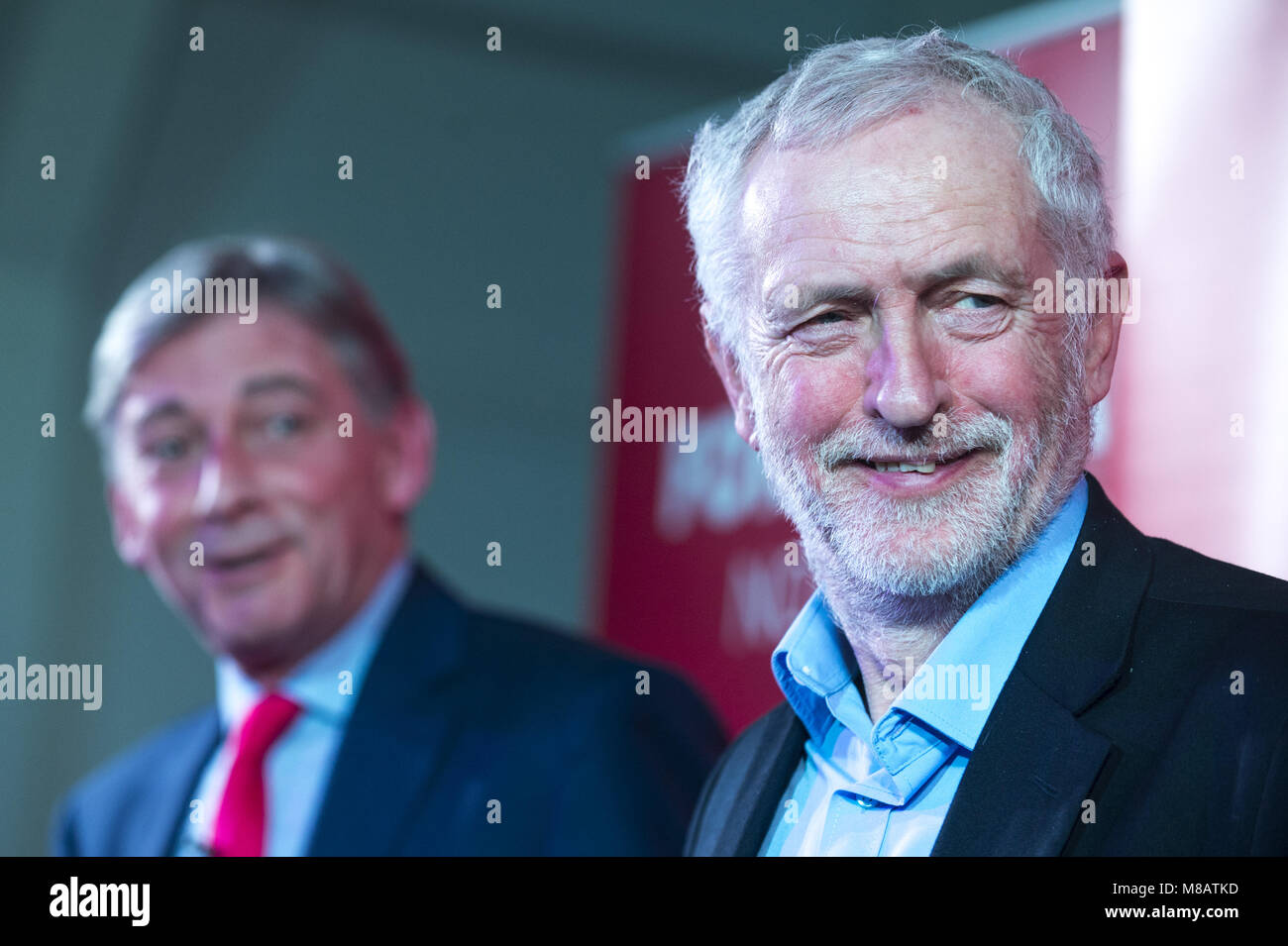 Labour leader Jeremy Corbyn and Richard Leonard speak at a campaign ...