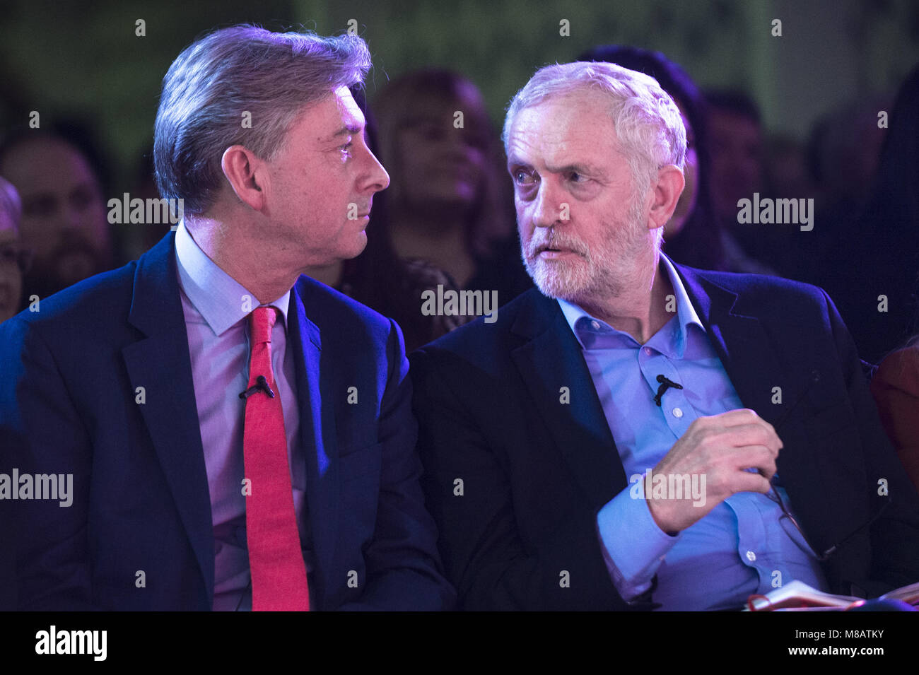 Labour leader Jeremy Corbyn and Richard Leonard speak at a campaign ...