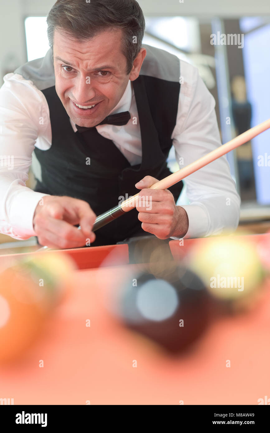 Black and white man pool table hi-res stock photography and images - Alamy
