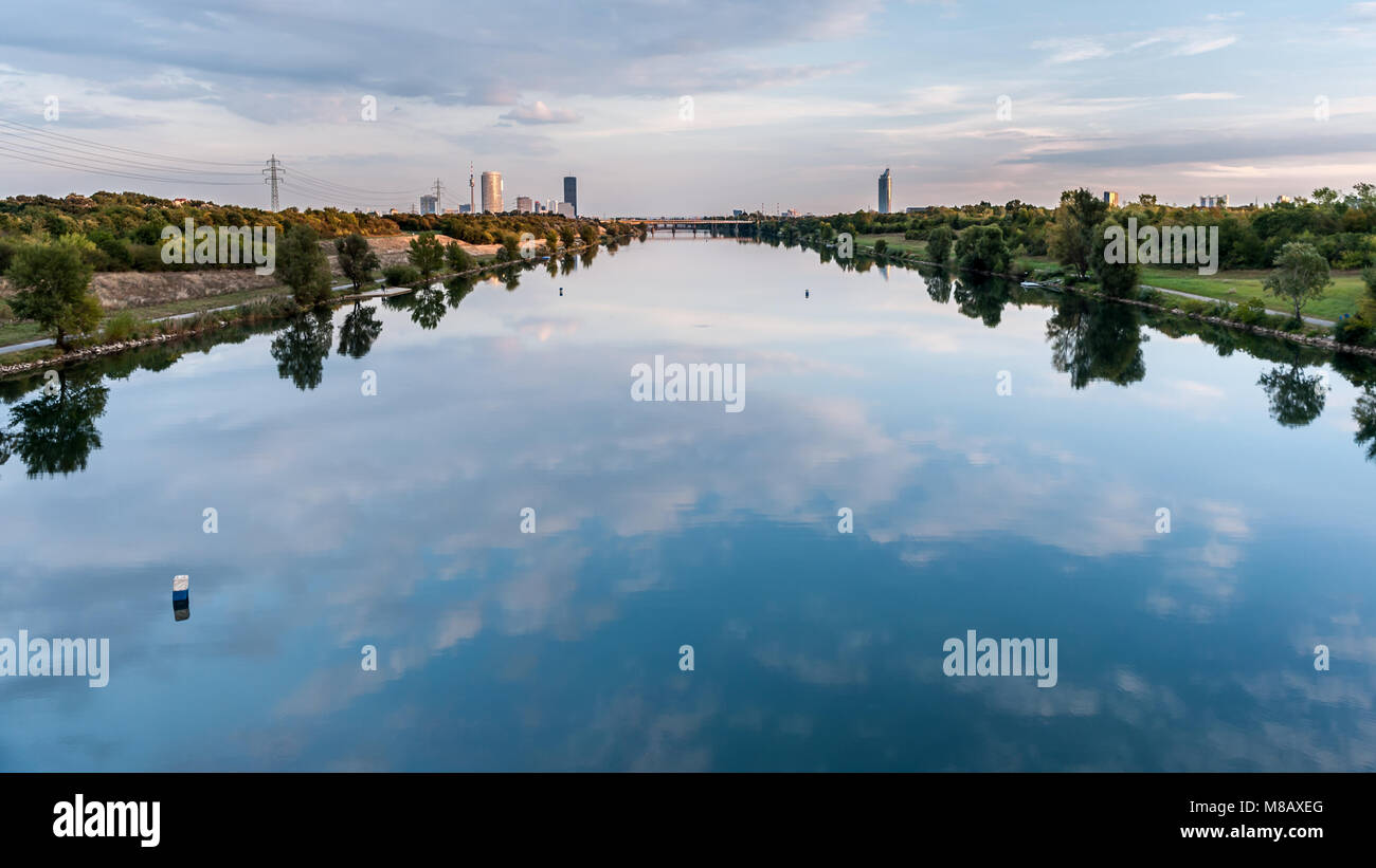 River Neue Donau in Vienna Austria on a calm day in summer Stock Photo ...