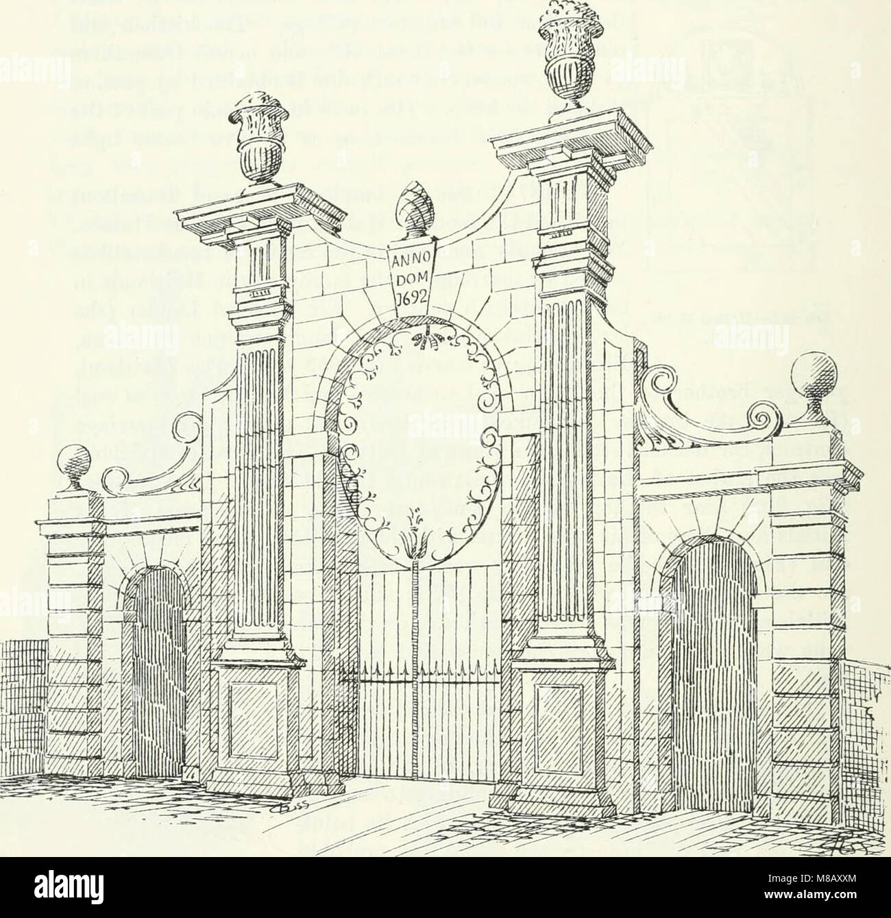 Hatton House Entrance Gateway line drawing Stock Photo - Alamy