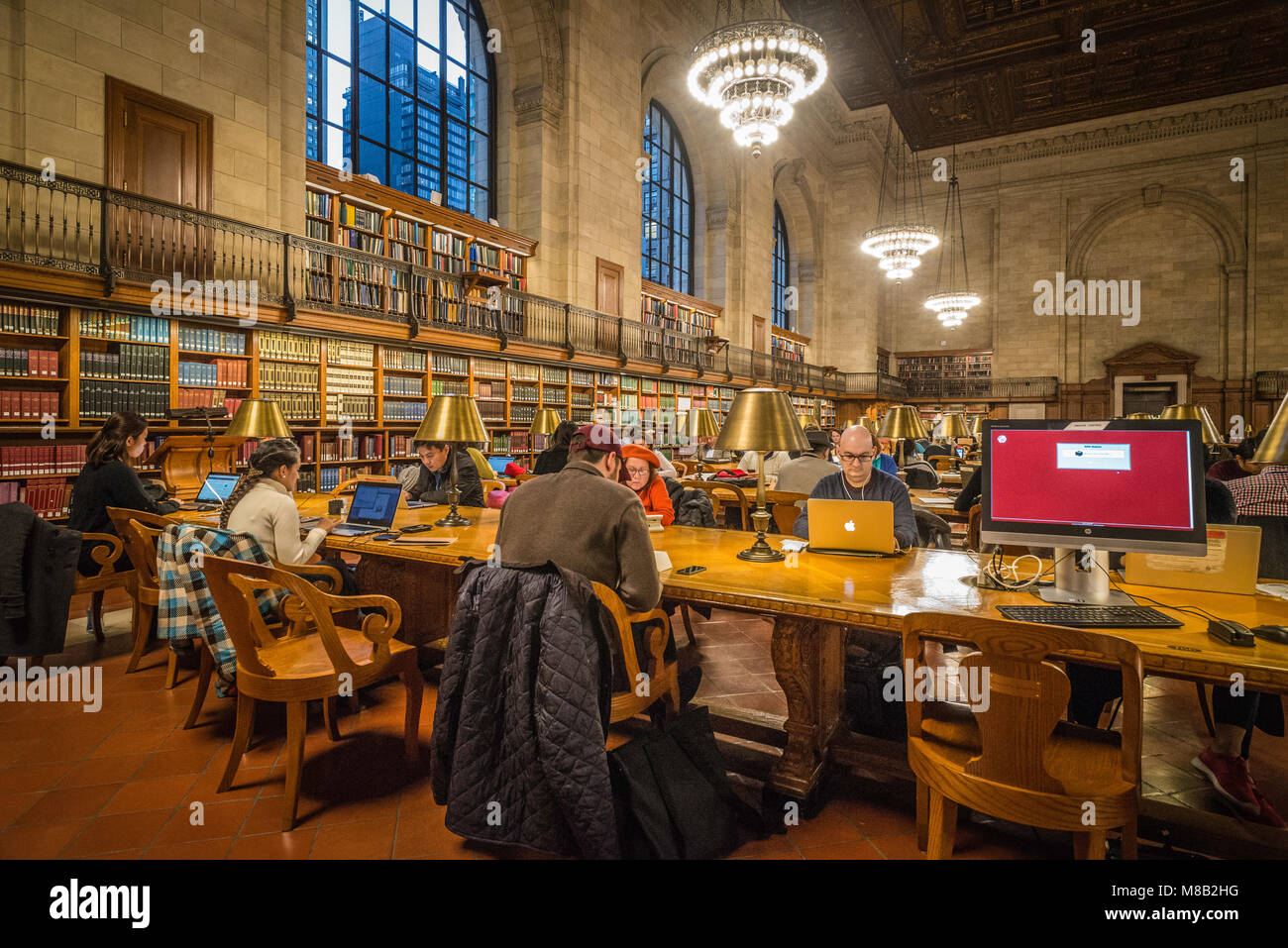 NYC public library main reading room Stock Photo - Alamy