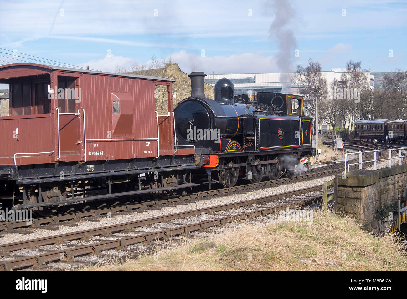 Small Tank Engine pulls out the Frieght on the Worth Valley Railway ...