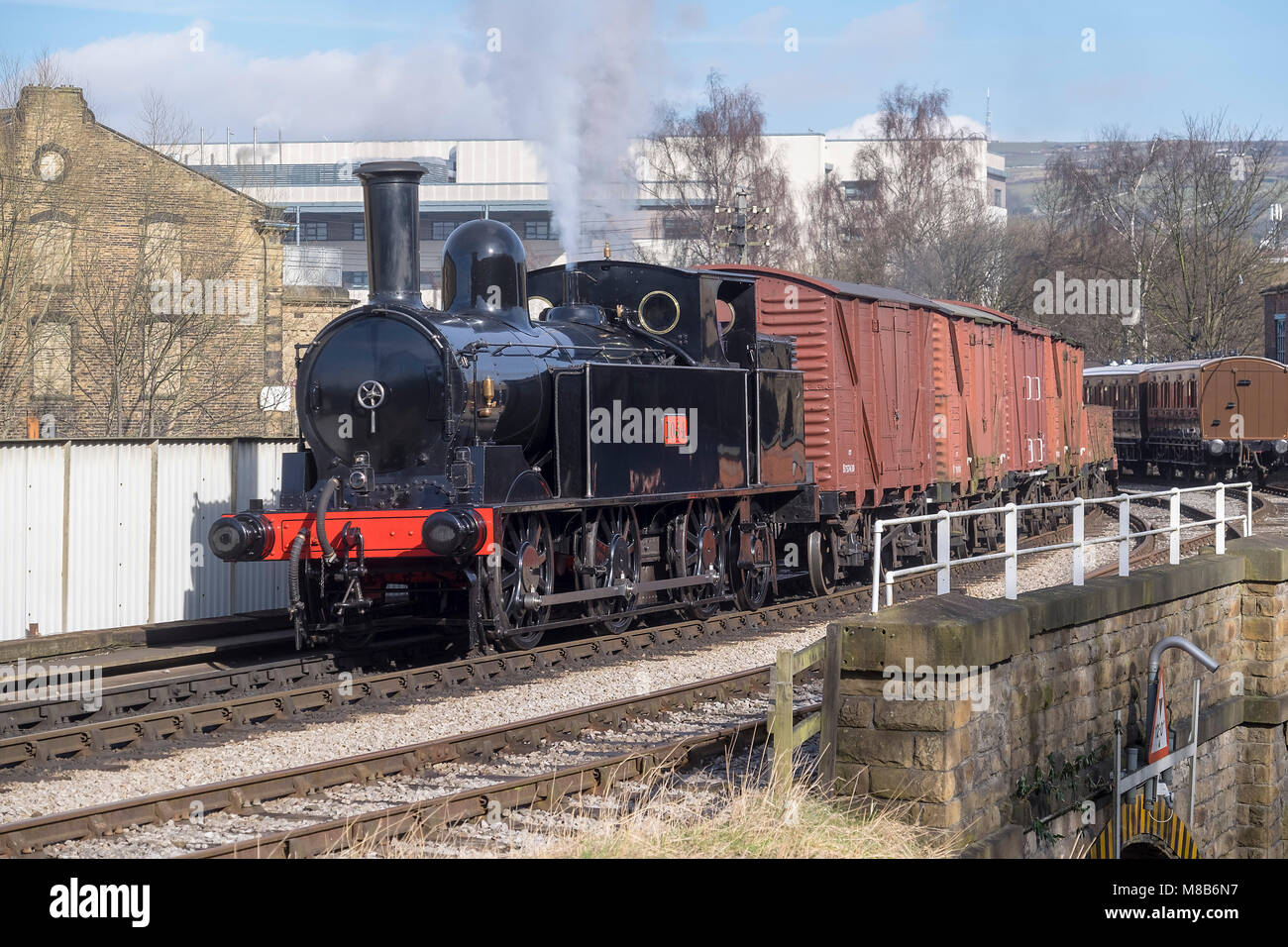 Small Tank Engine pulls out the Frieght on the Worth Valley Railway ...