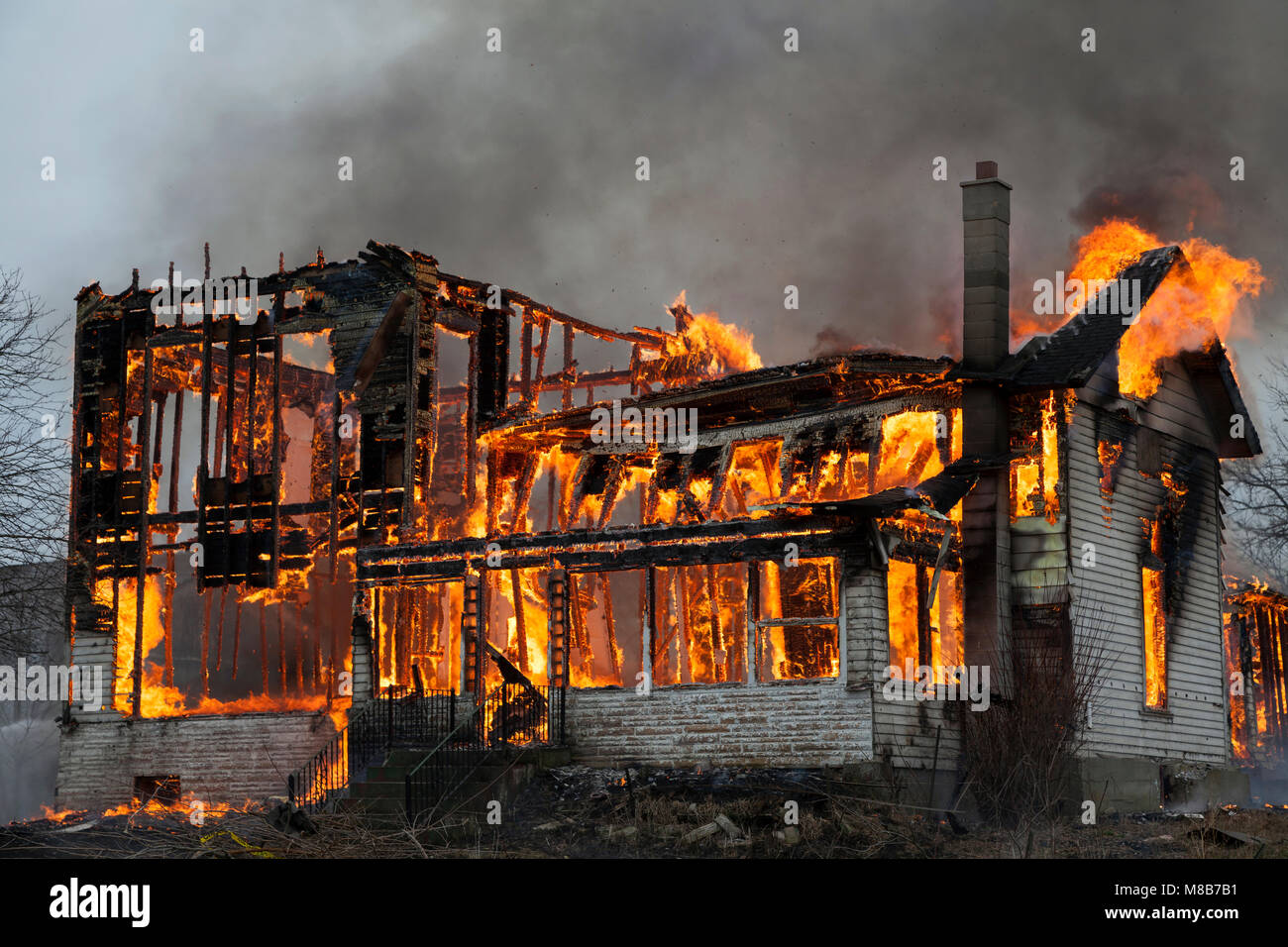Old farm house burning, E USA, by James D Coppinger/Dembinsky Photo ...