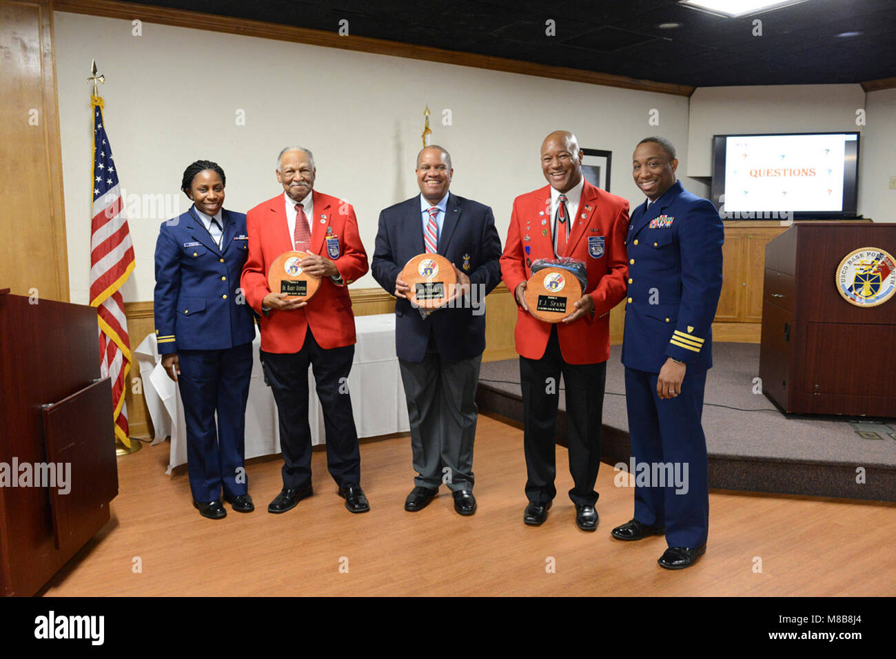 (Standing left to right) Lt. j.g. Mimose Parvilus, Dr. Harry Quinton, U ...