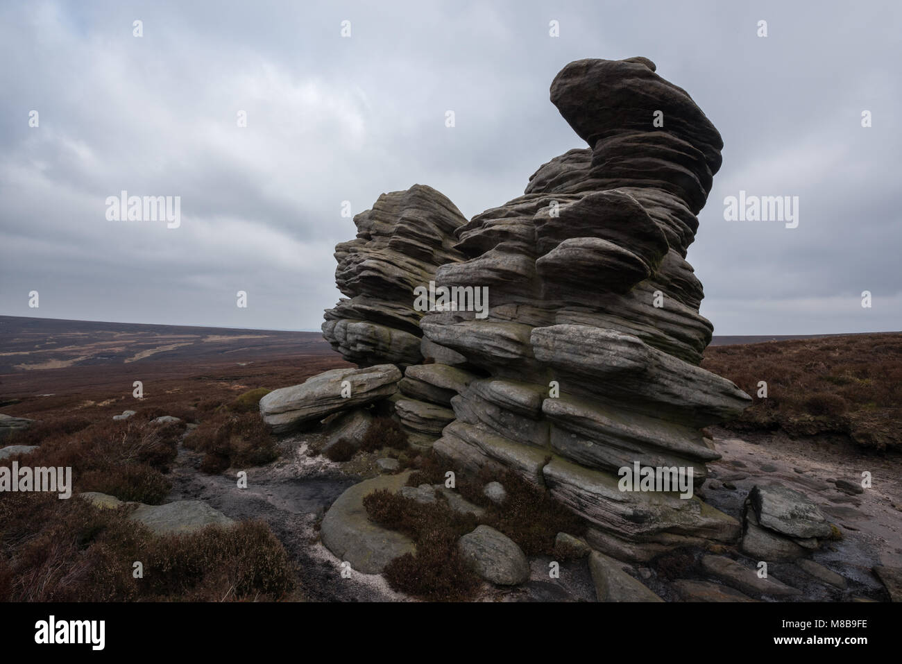 Rocking Stones above Upper Derwent Valley, Peak District Stock Photo ...