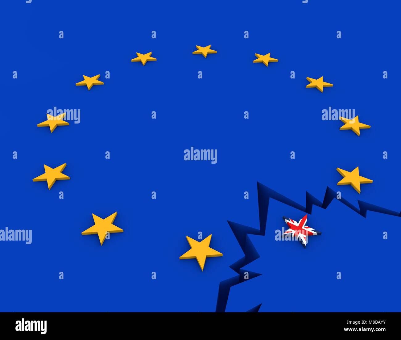 Out of EU, EU flag Stock Photo - Alamy