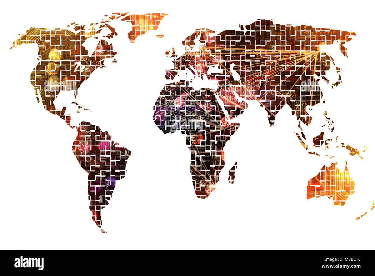 Digital world map with all continents Stock Photo - Alamy