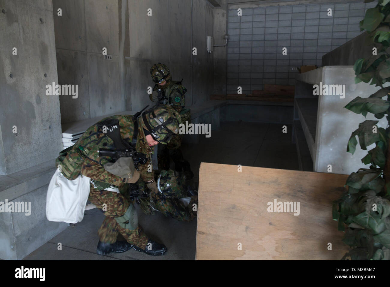 Soldiers with the Japanese Ground Self-Defense Force demonstrate ...