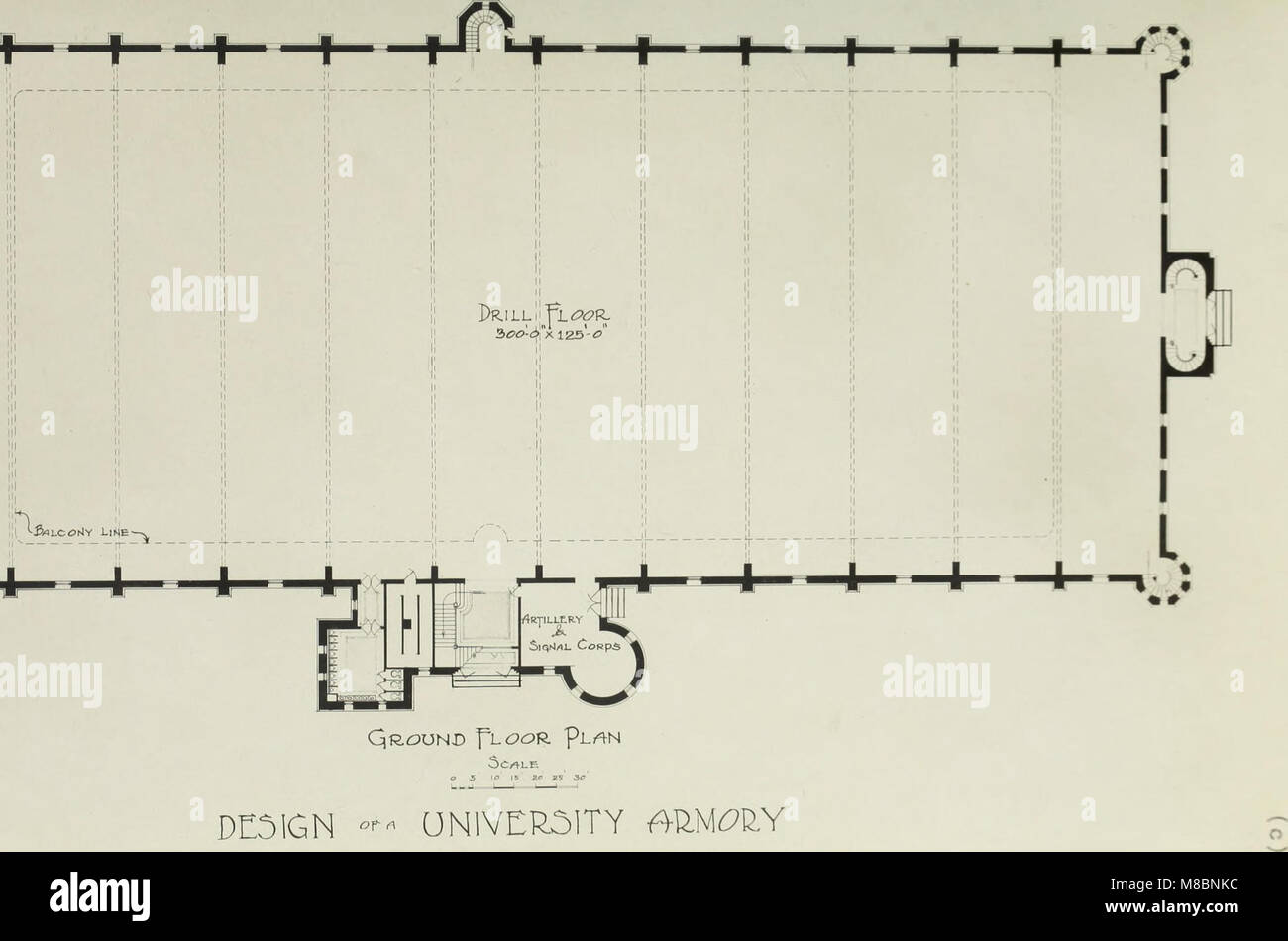 The 1910 design for a university armory showcases architectural plans ...