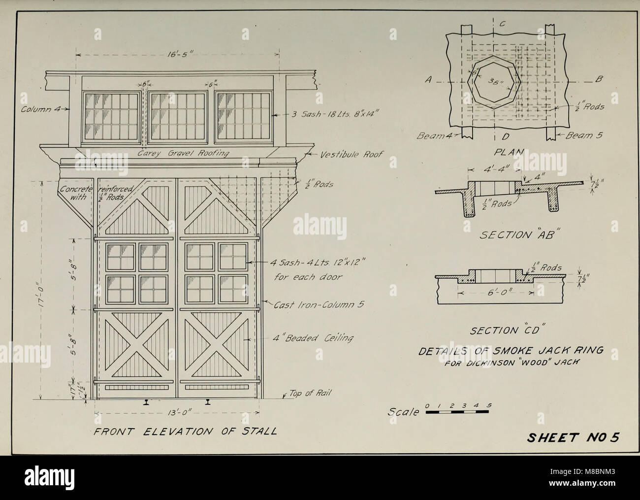 The 1909 design plan for a reinforced concrete engine house focuses on ...