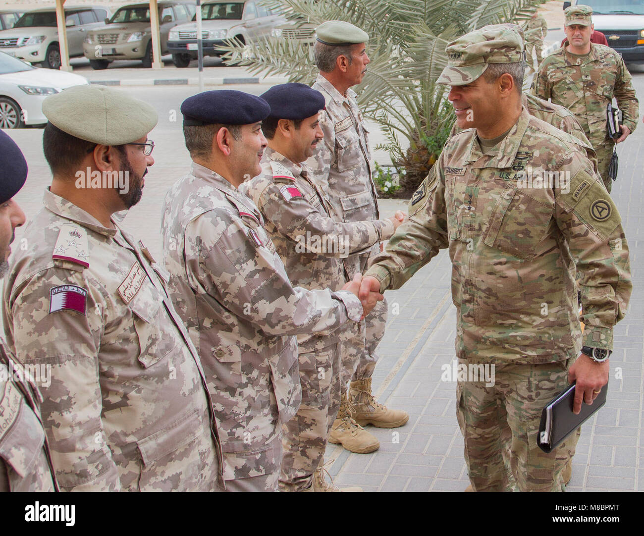 Lt. Gen. Michael X. Garrett, U.S. Army Central Commander, is greeted by ...