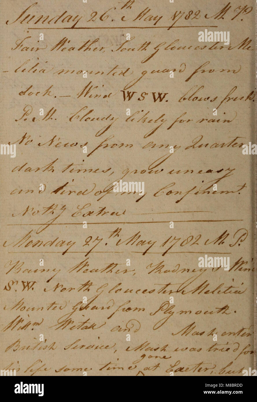 The manuscript from 1779 details the personal diaries of a privateer ...