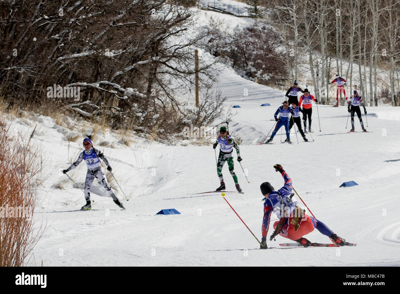 Cpt. Toby Morrison from Montana breaks the butt stock of his rifle at ...