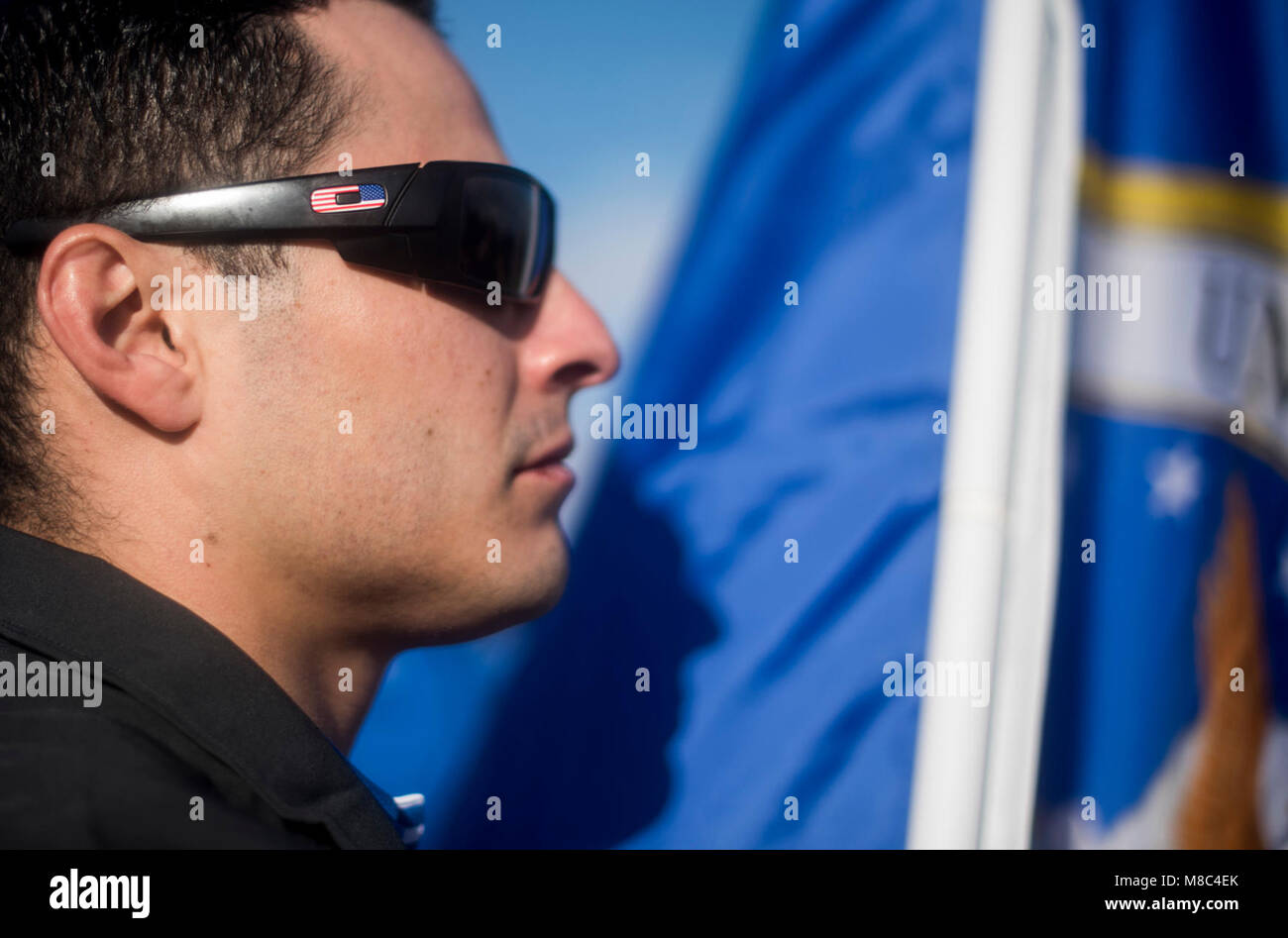 Staff Sgt. Vincent Cavazos carries the Air Force flag during the 5th ...