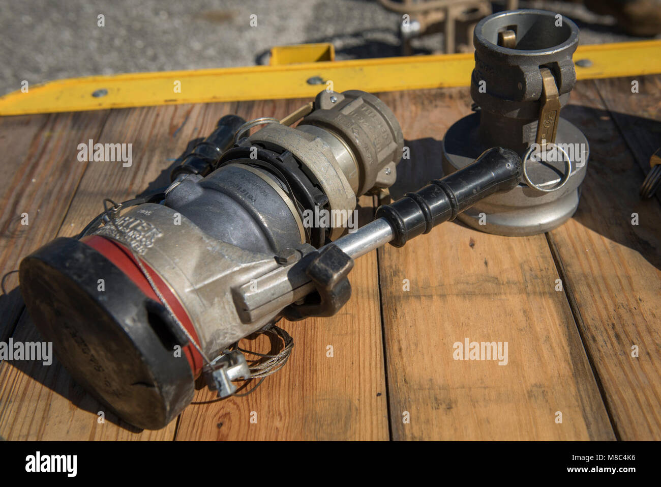 A helicopter expedient refuel system (HERS) fuel pump sits on a ...