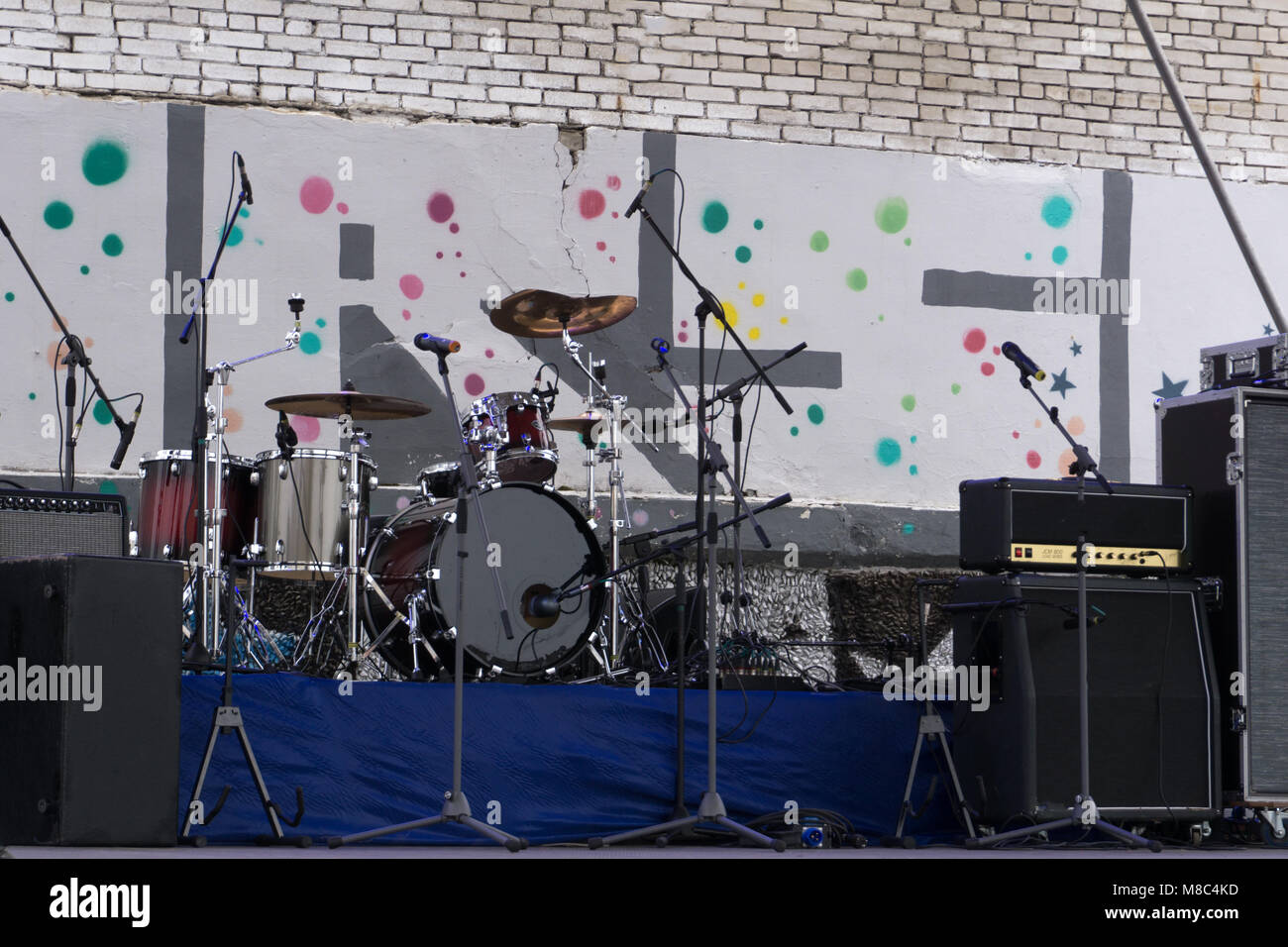 musical instruments on stage in a concert hall Stock Photo - Alamy